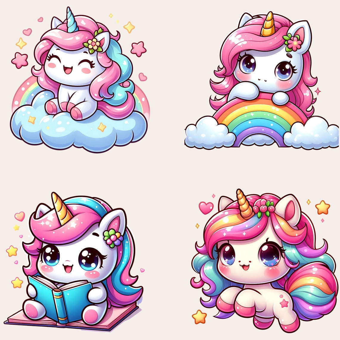 25 Kawaii Unicorn Clipart, Cute Kawaii Unicorn PNG, Baby Unicorn PNG ...