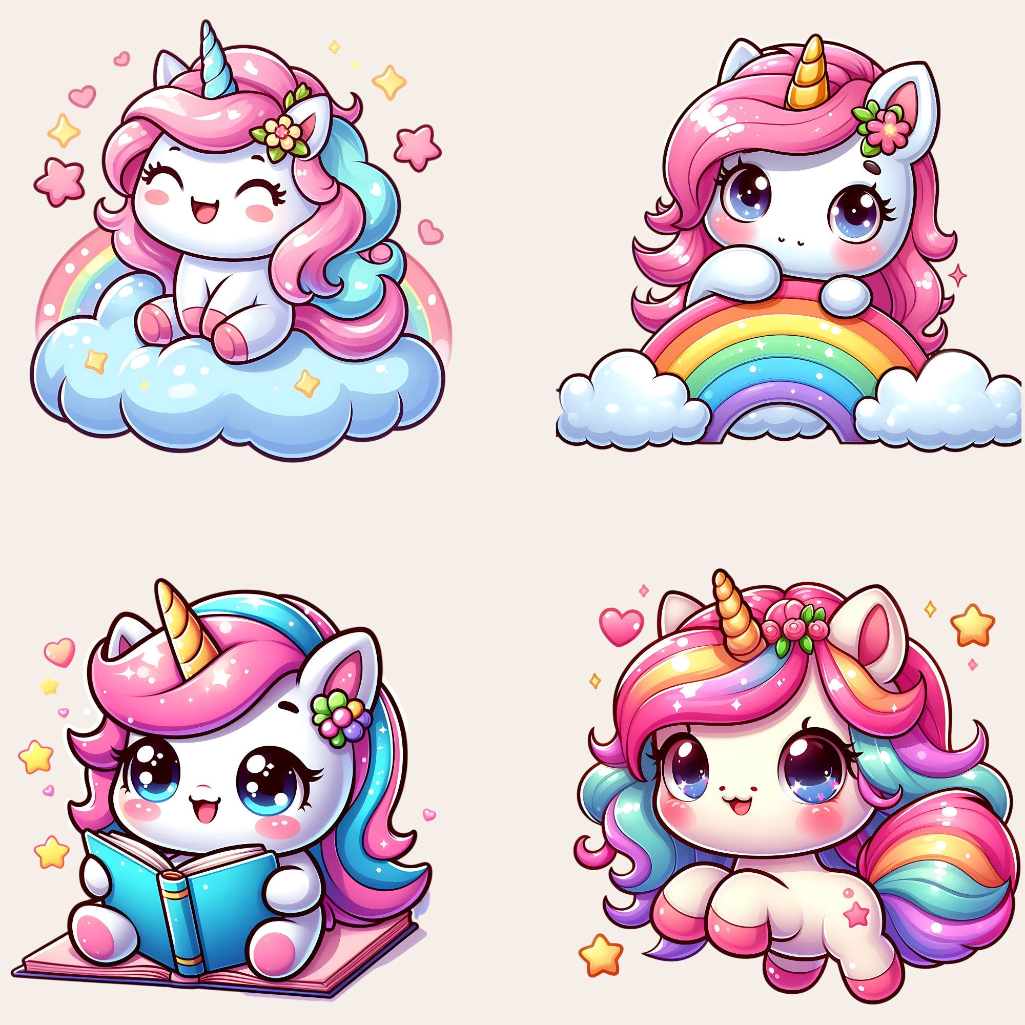 25 Kawaii Unicorn Clipart, Cute Kawaii Unicorn PNG, Baby Unicorn PNG ...