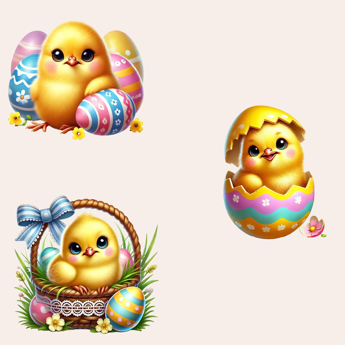 15 Easter Chicks Clipart, Cute Baby Chicks Clipart, Easter Chicks With ...