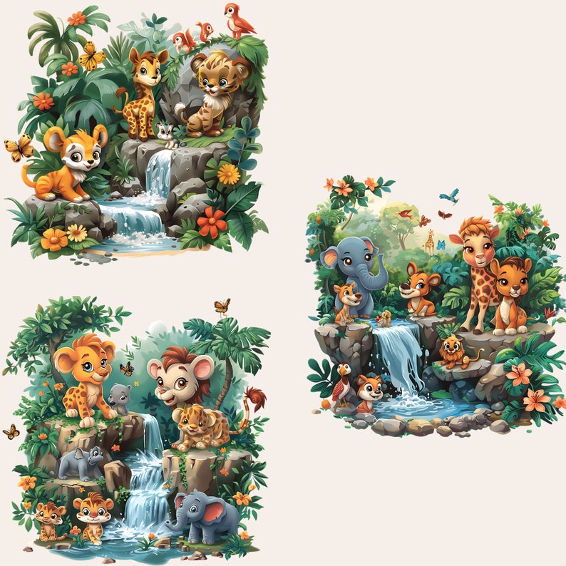 20 Safari Animals Clipart Bundle, Lions Clipart, Safari Animals PNG ...