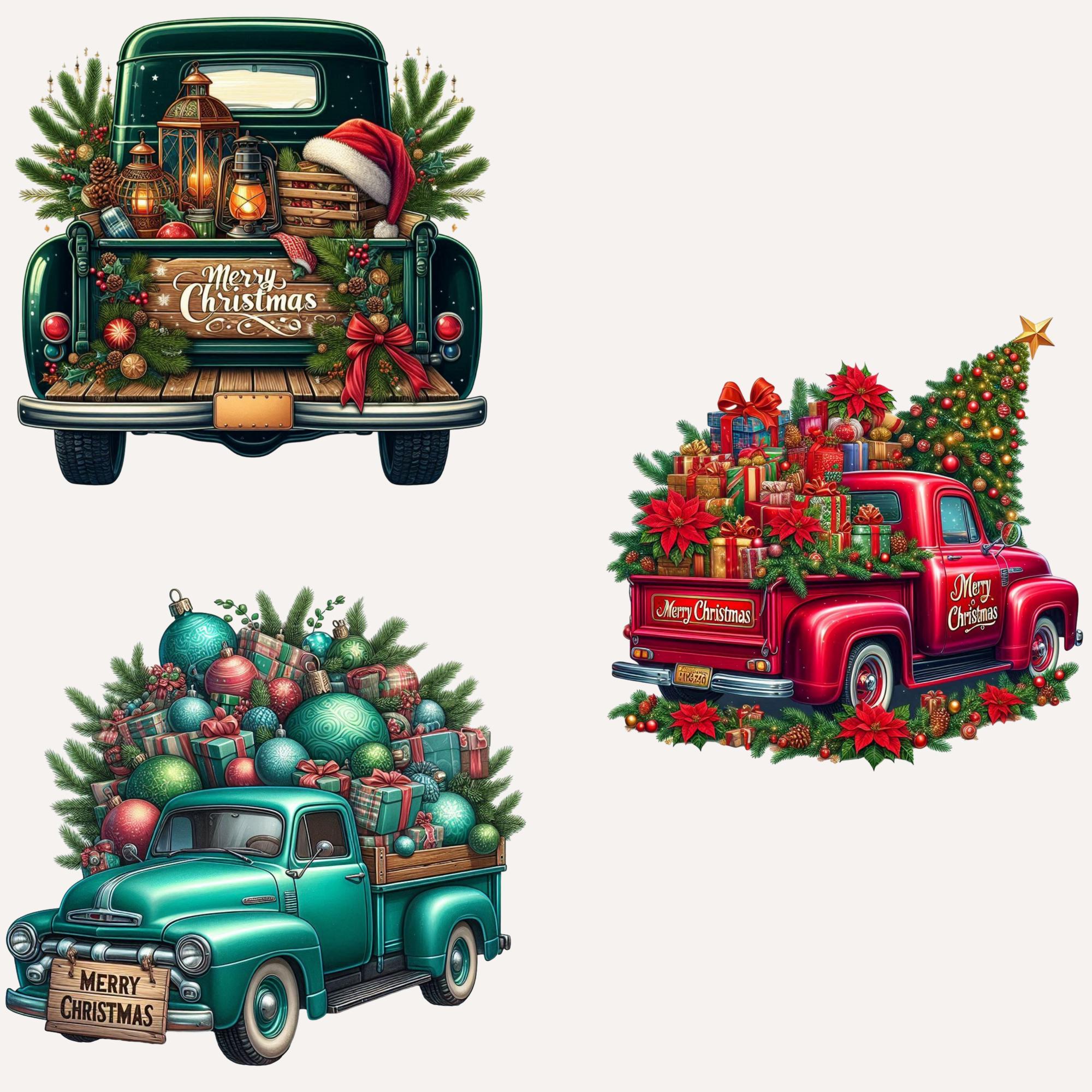 17 Christmas Truck Clipart, Red Truck Clipart, Christmas Truck Tree PNG ...