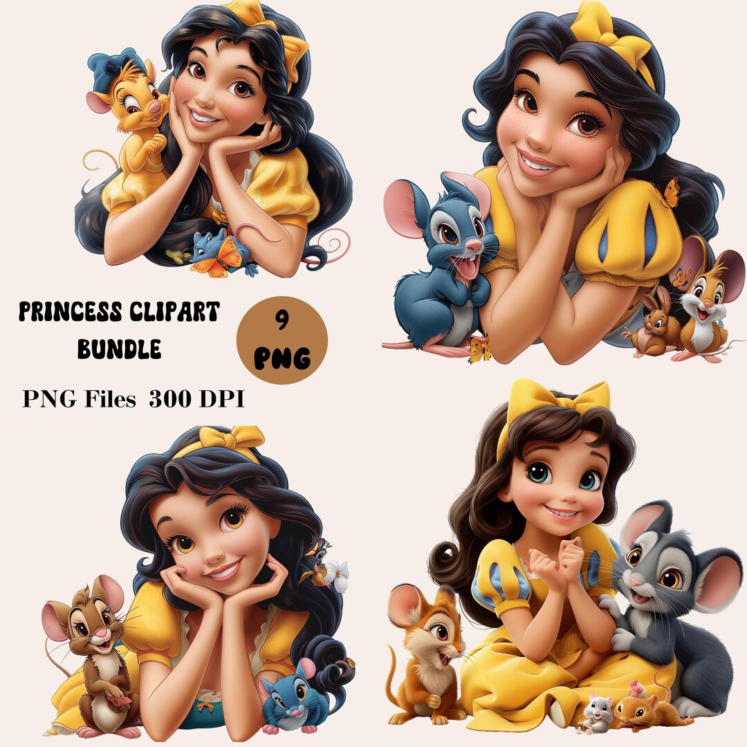 9 Princess Clipart Bundle PNG, Cute Princess Clipart, Princess ...