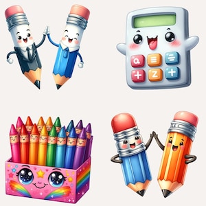 26 Kawaii Back to School Clipart, Kawaii School Clipart, Back to School ...