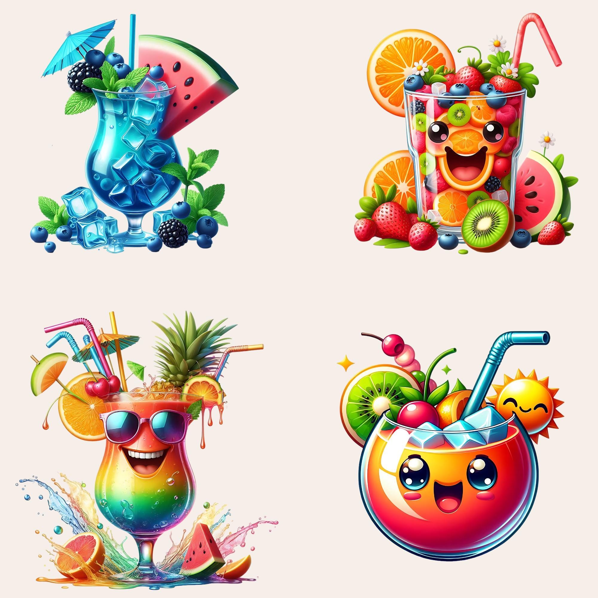 23 Tropical Cocktail Clipart, Cocktails Clipart Bundle, Summer Drinks ...