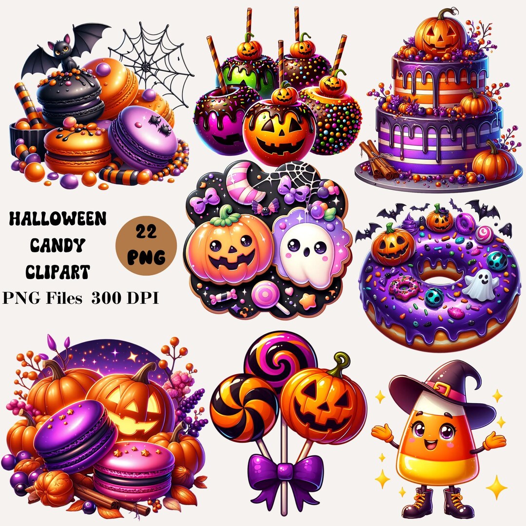22 Halloween Candy Clipart Bundle, Halloween Treats PNG Bundle ...