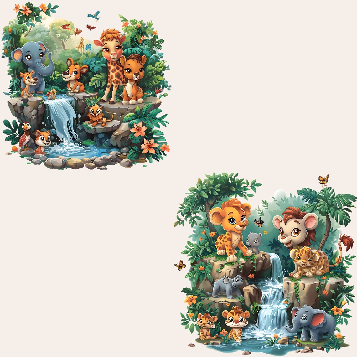 70 Jungle Animals Clipart, Cute Jungle Animals PNG, Baby Safari Animals ...