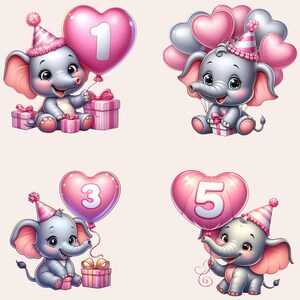23 Birthday Elephant Clipart, Pink Elephant Clipart, Cute Elephant With ...