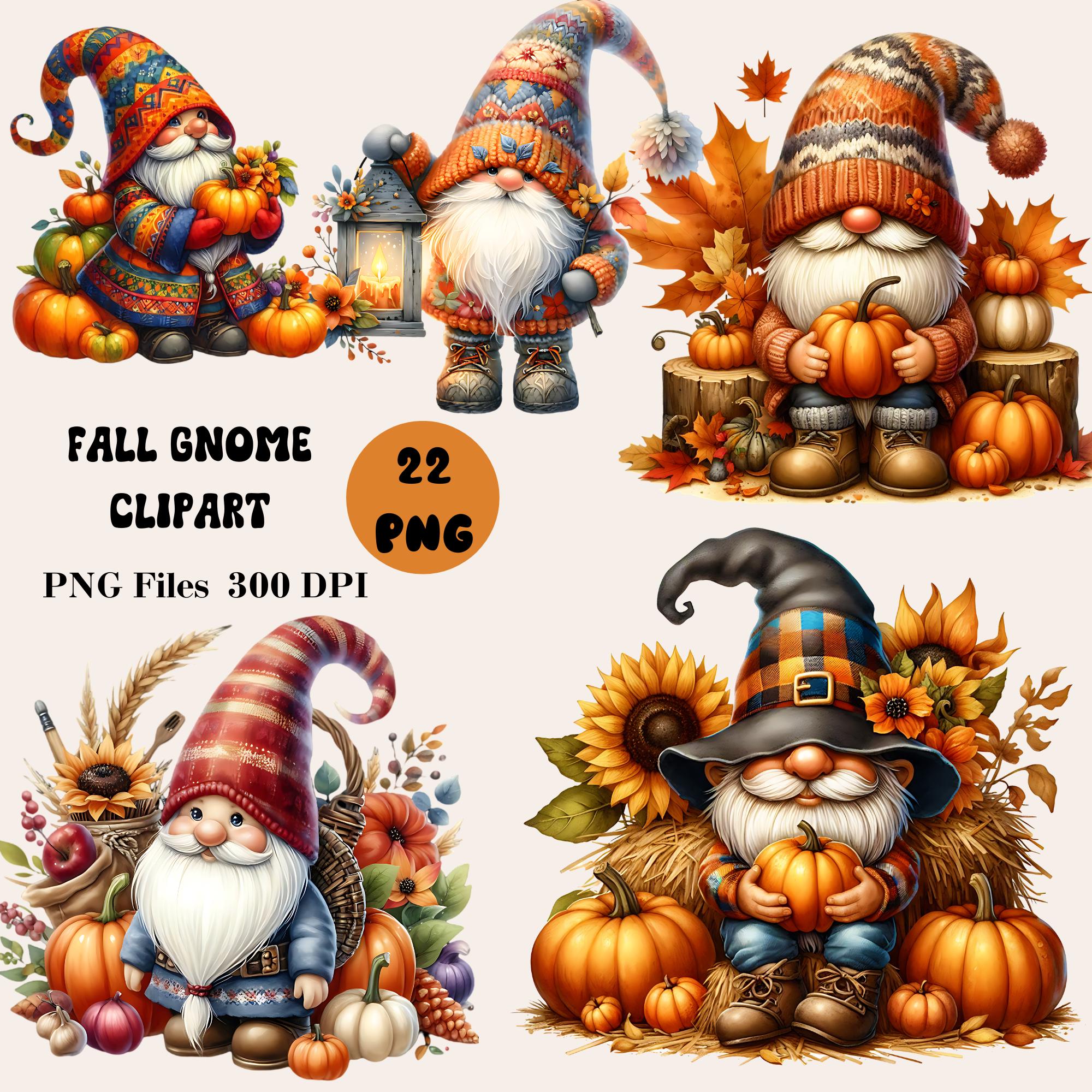 22 Fall Gnome Clipart, Autumn Gnome Clipart, Fall Gnome PNG, Pumpkin ...