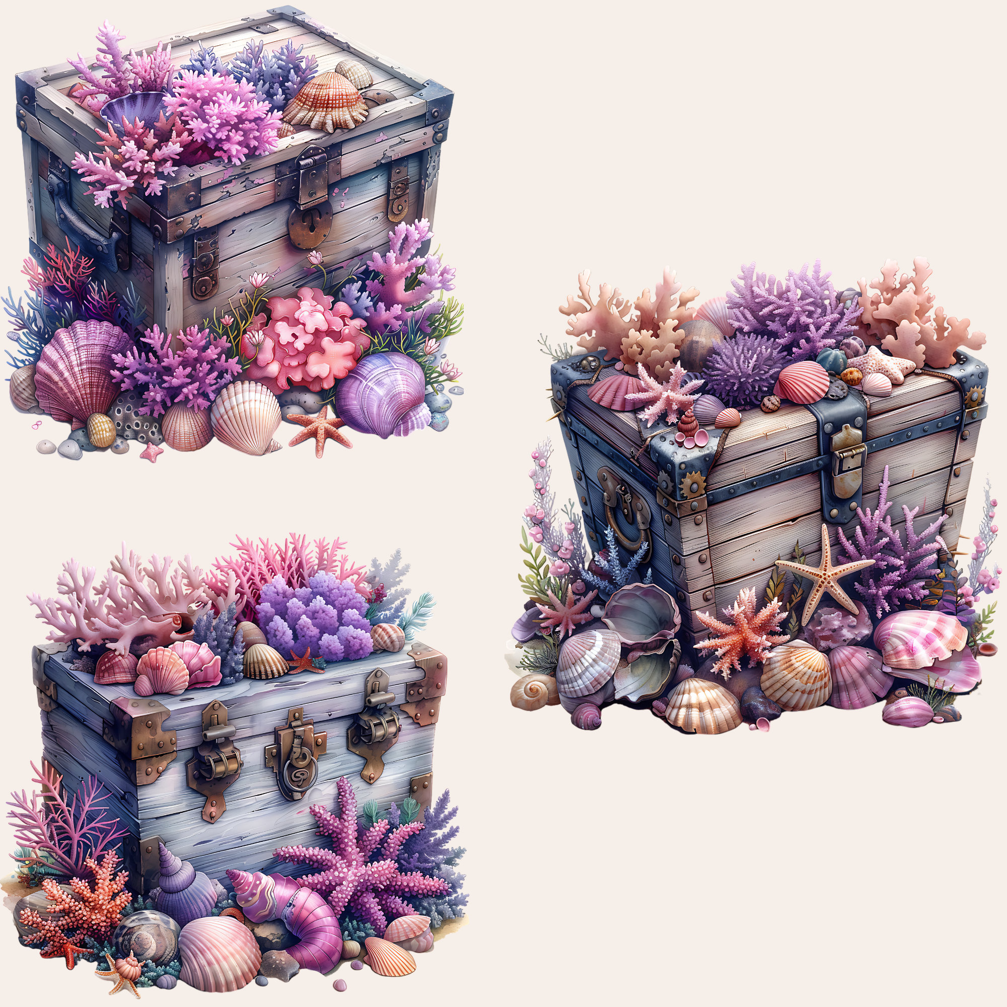 20 Ocean Treasure Box Clipart, Sea Tresure Chest PNG, Ocean Clipart PNG ...