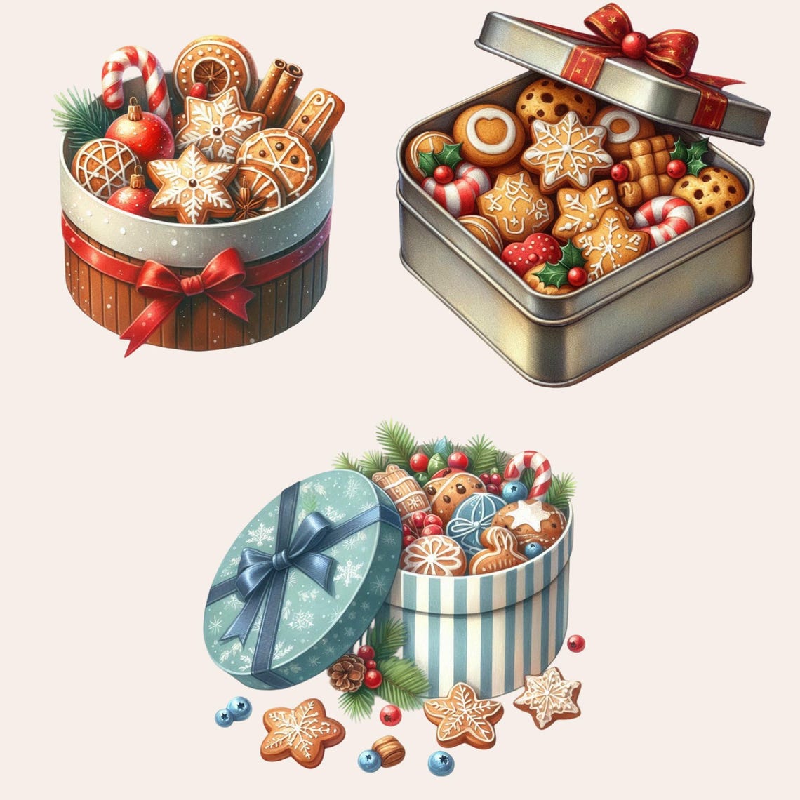15 Christmas Cookies Clipart, Christmas Cookies Box PNG, Cute Christmas ...