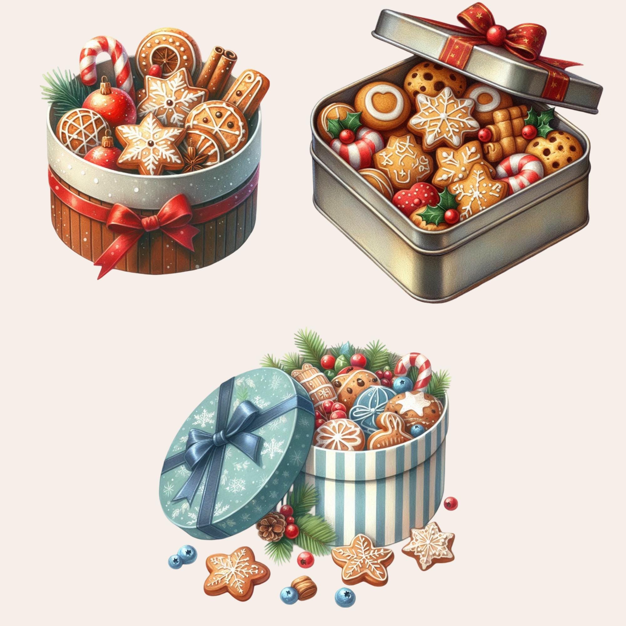15 Christmas Cookies Clipart, Christmas Cookies Box PNG, Cute Christmas ...
