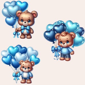 18 Blue Teddy Bear With Balloons Clipart, Cute Teddy Bear Clipart ...