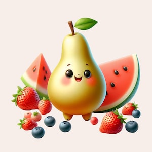 16 Funny Fruits Clipart, Summer Fruits Clipart, Summer Fruits Graphics ...