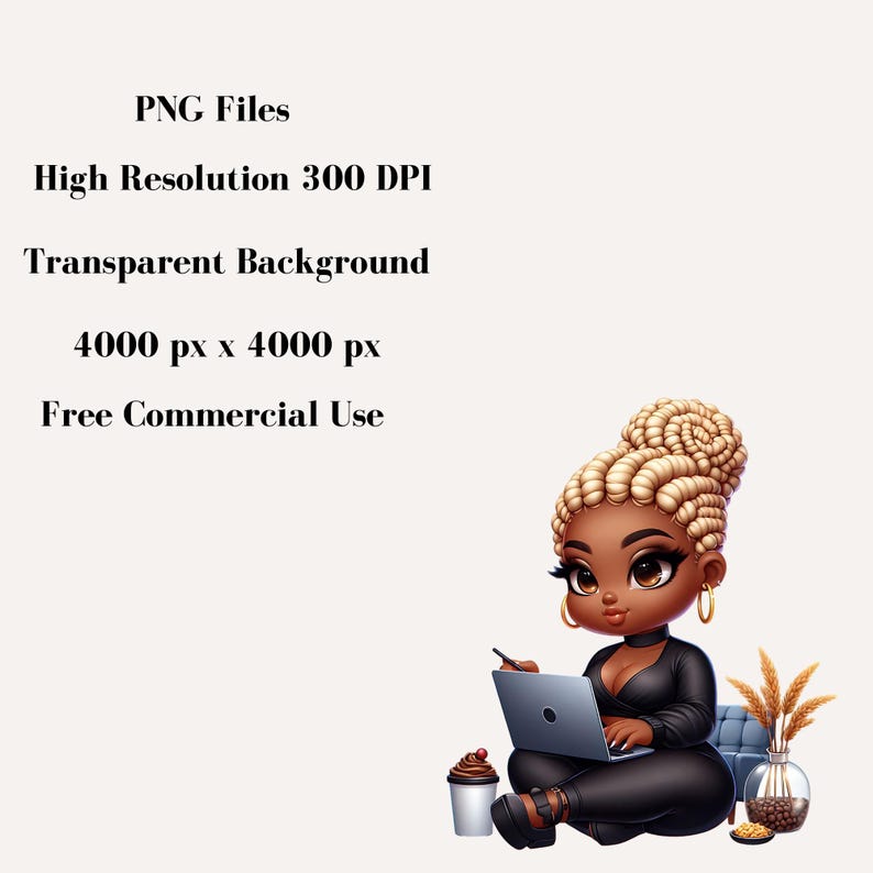 23 Black Chibi Girl Clipart, Working Chibi Girl Clipart, Black Girl ...