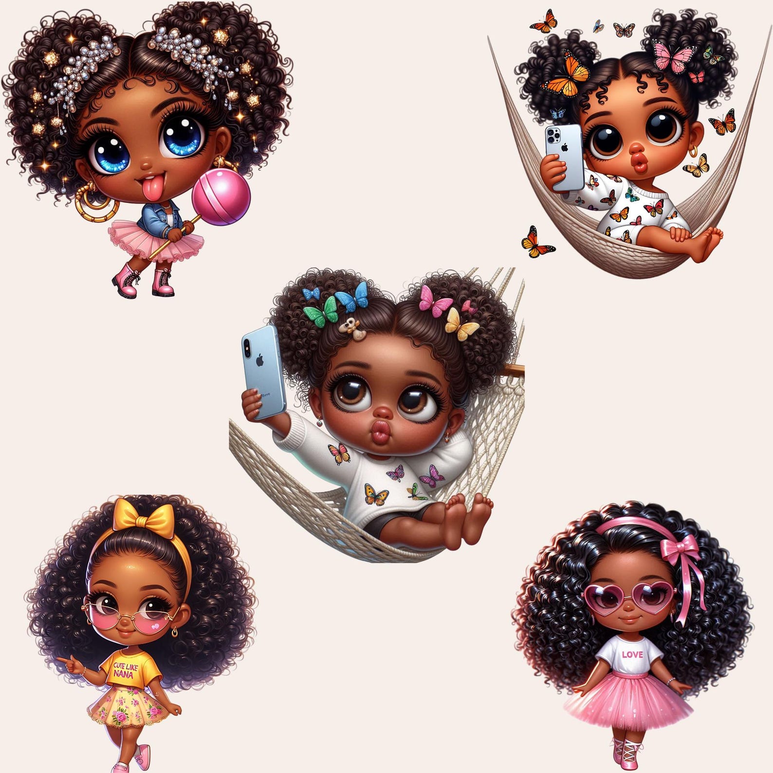 40 Chibi Girl PNG Bundle, Chibi Girl Clipart, Black Chibi Girl Clipart ...