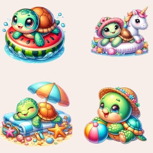 20 Summer Baby Turtle Clipart, Beach Turtle Clipart, Cute Sea Turtle ...