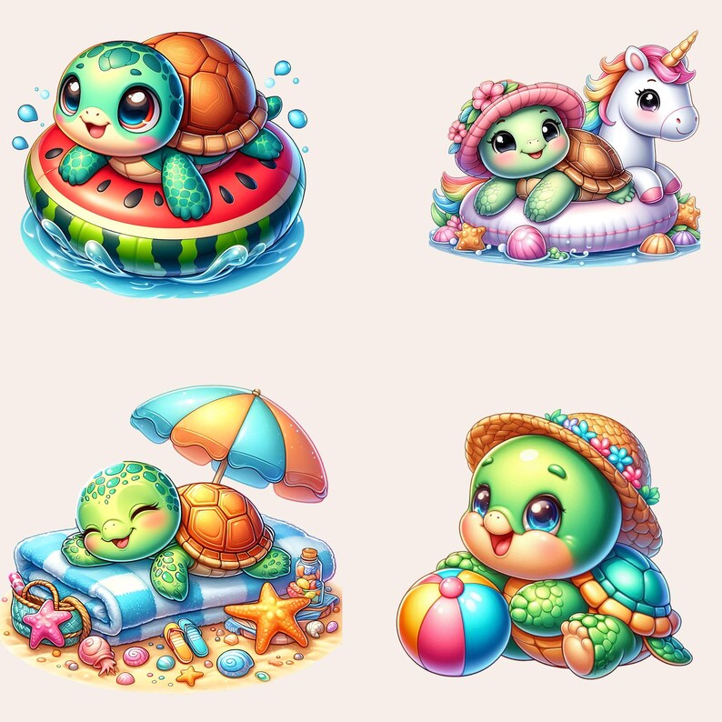 20 Summer Baby Turtle Clipart, Beach Turtle Clipart, Cute Sea Turtle ...