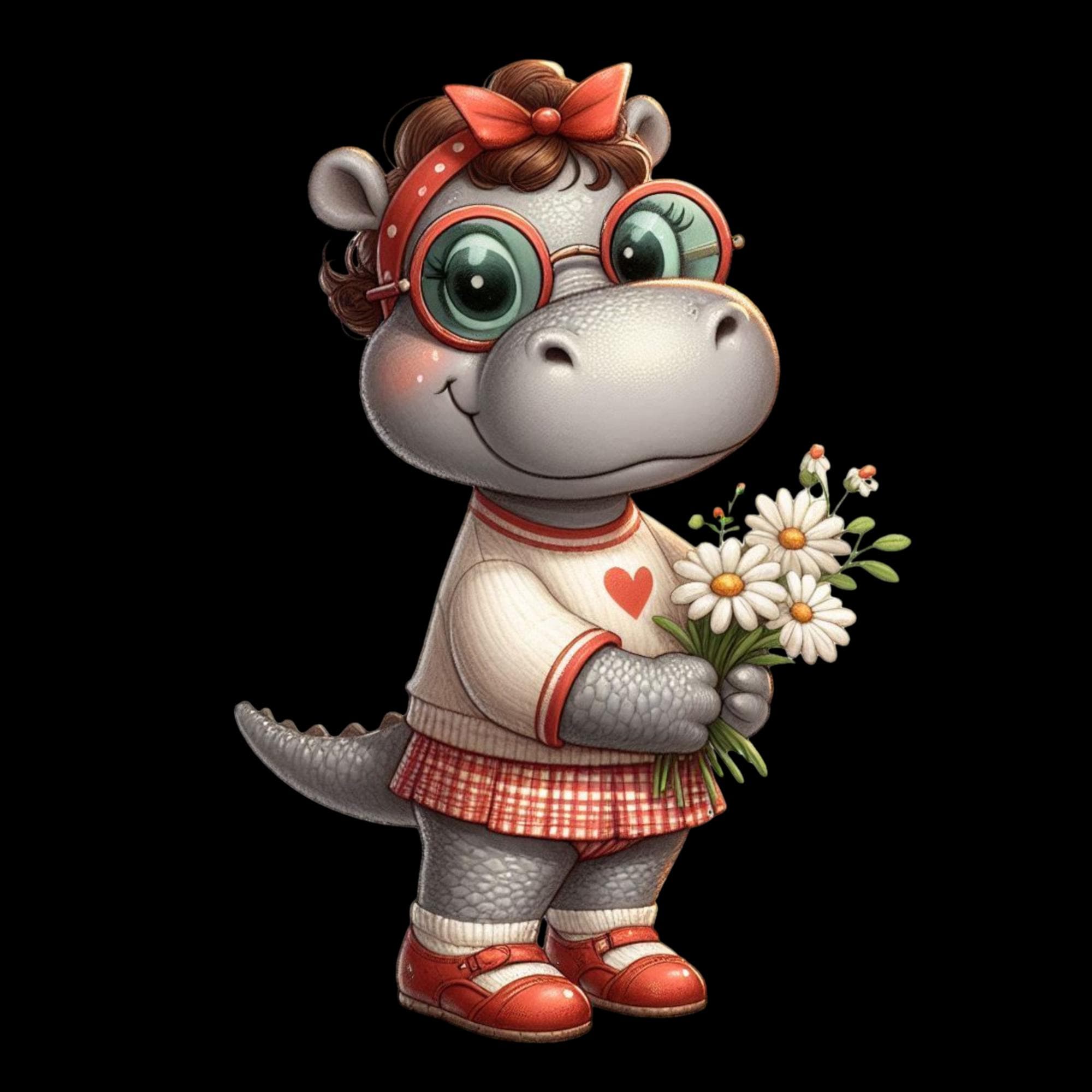 27 Daisy Animals Clipart, Animals Holding a Daisy Clipart, Cute Animals ...