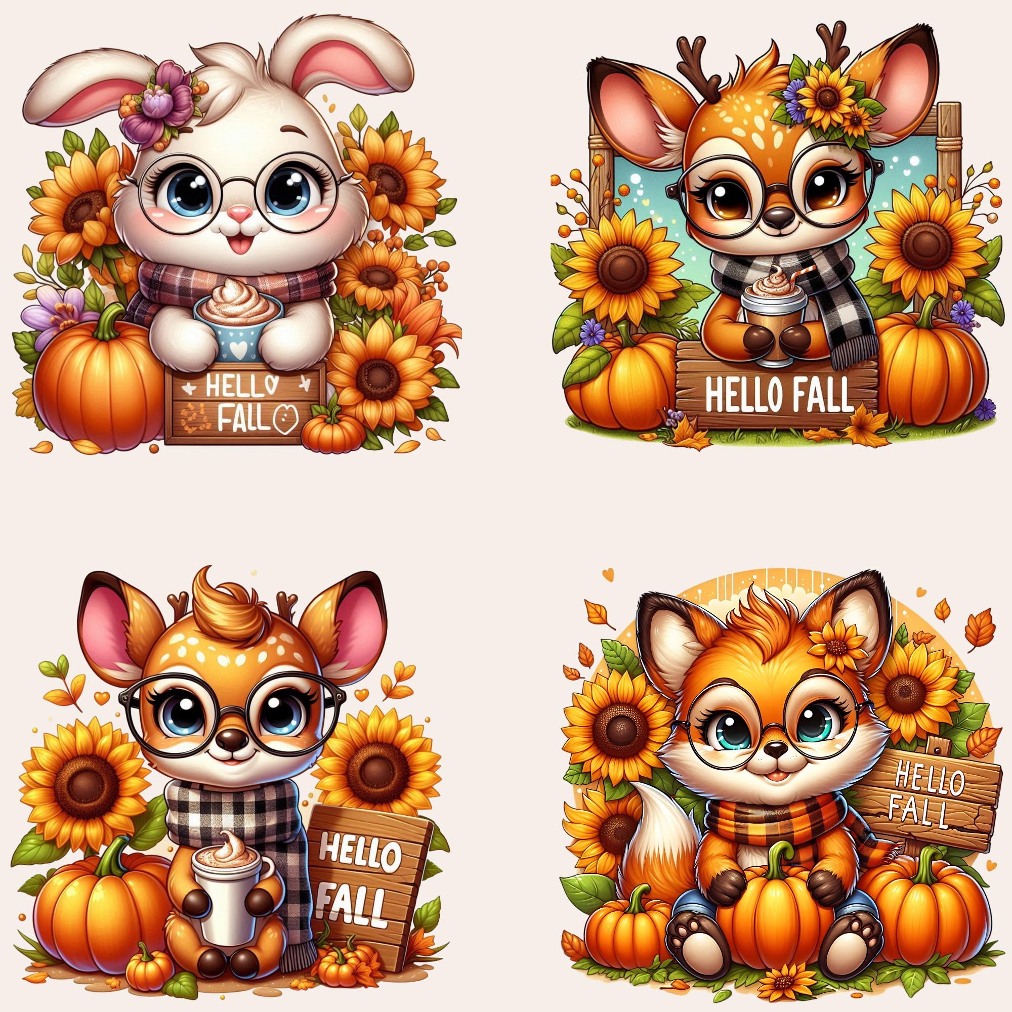 30 Cute Fall Animals Clipart, Autumn Baby Animals PNG, Fall Woodland ...