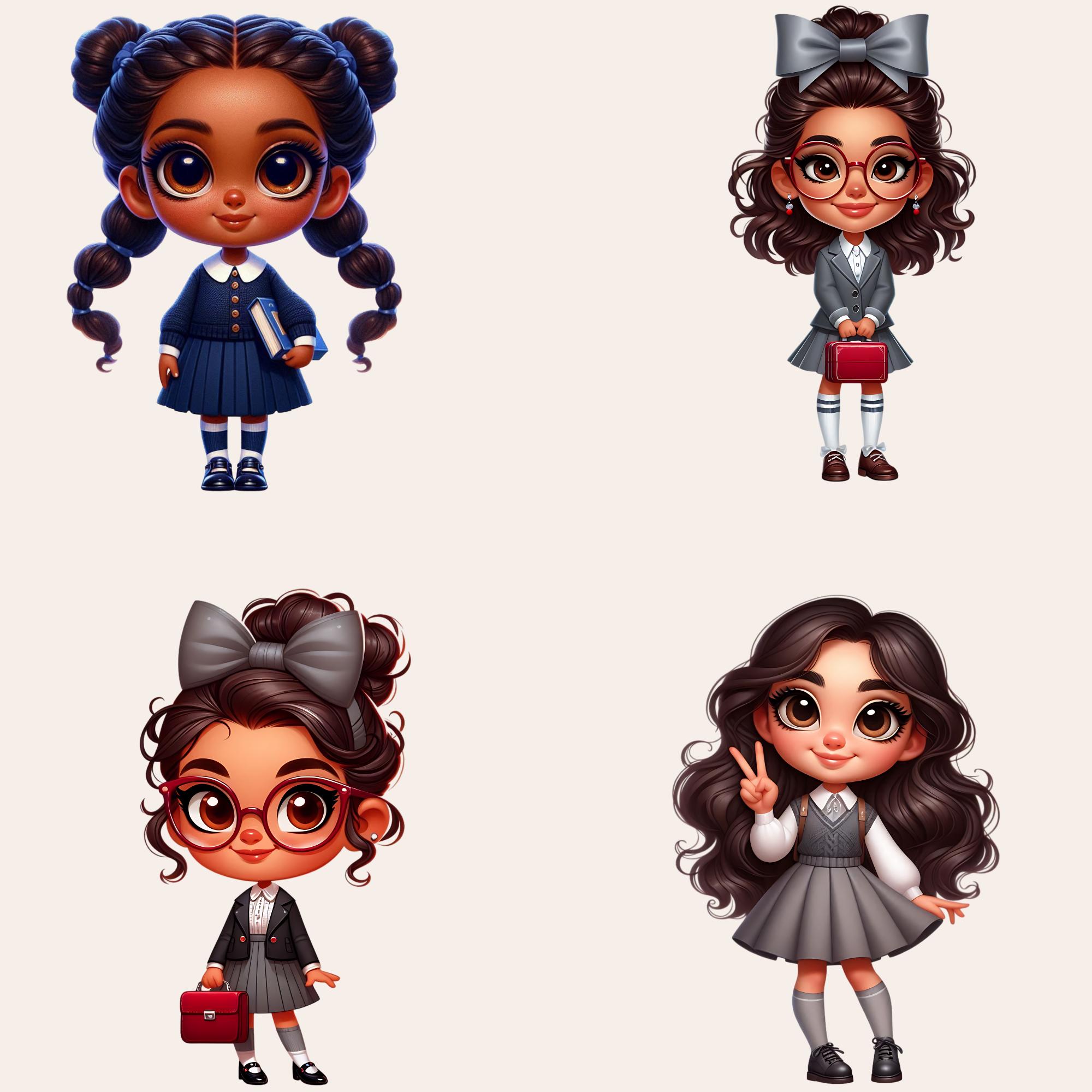 21 School Girl Clipart Bundle, Back to School Clipart, Student Girl ...