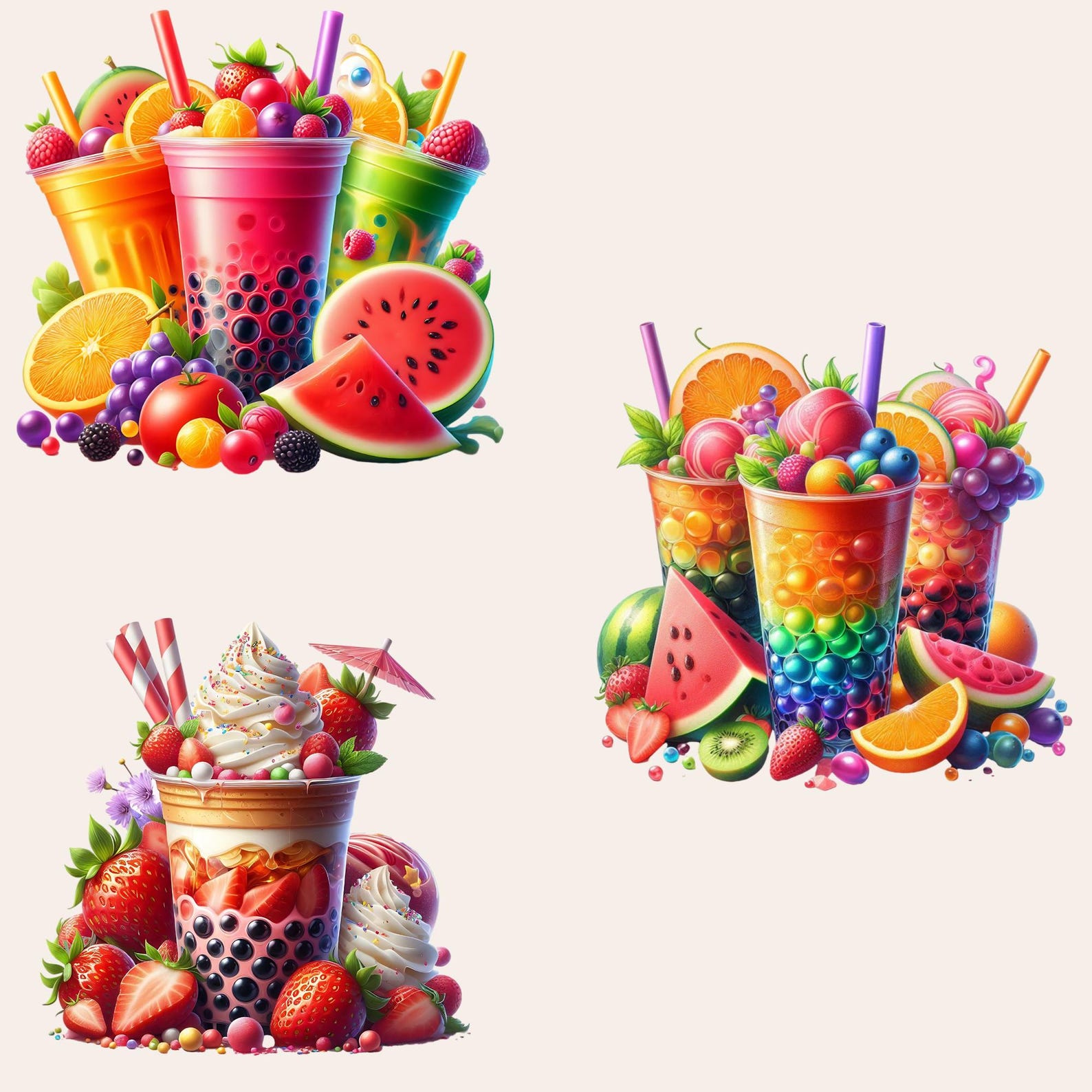 19 Summer Bubble Tea Clipart, Boba Tea PNG Bundle, Bubble Tea Clipart ...