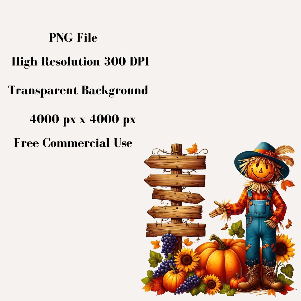20 Autumn Scarecrow Clipart, Fall Scarecrow PNG Bundle, Charming ...