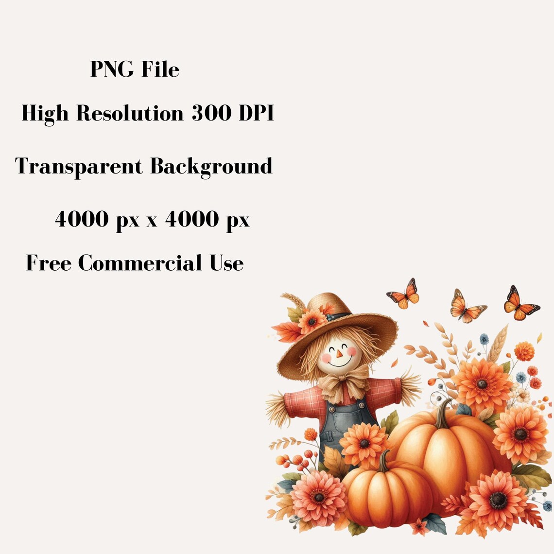 27 Autumn Scarecrow Clipart, Fall Scarecrow PNG Bundle, Charming ...