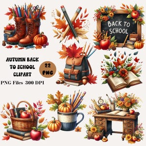 22 Autumn Back to School Clipart, Autumn School Clipart, Back to School ...