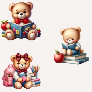 15 Back to School Teddy Bear Clipart, School Bear PNG, Back to School ...