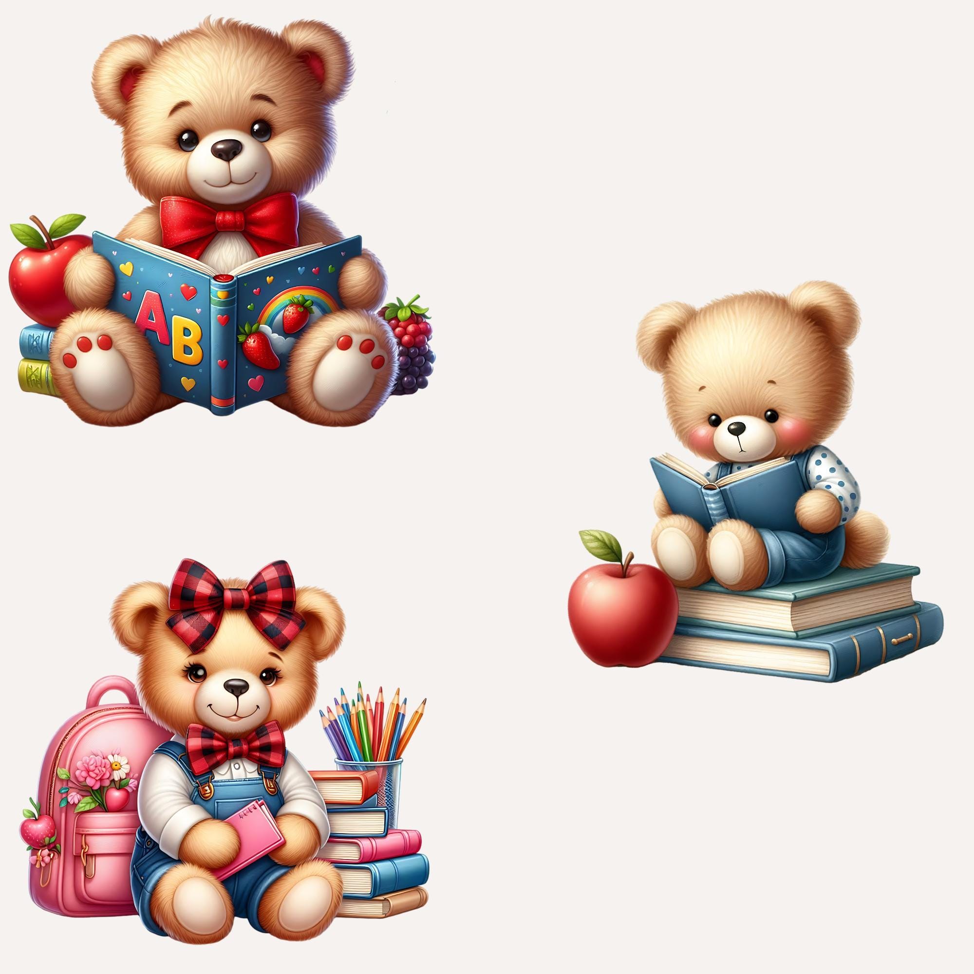 15 Back to School Teddy Bear Clipart, School Bear PNG, Back to School ...