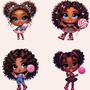 19 Black Chibi Girl Clipart, Cute Chibi Girl PNG, Afro American Chibi ...