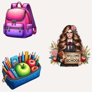 14 Back to School Supplies Clipart, School Supplies PNG Bundle, School ...