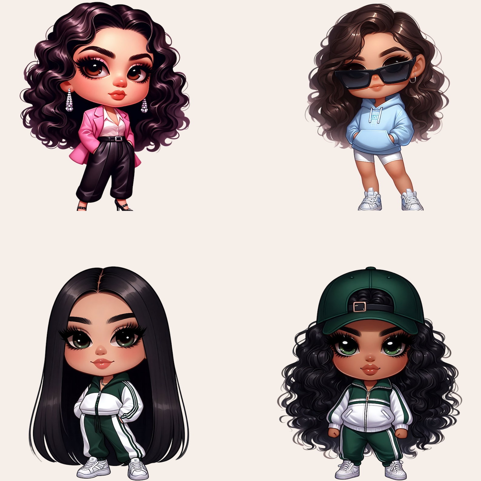 37 Black Chibi Girl Clipart, Cute Chibi PNG, Hispanic Chibi Girl ...