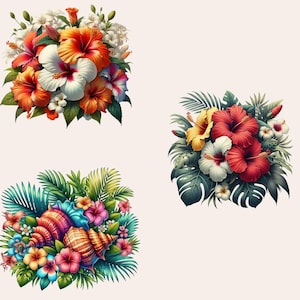 17 Hibiscus Flower Clipart, Tropical Flowers Clipart, Summer Flowers ...
