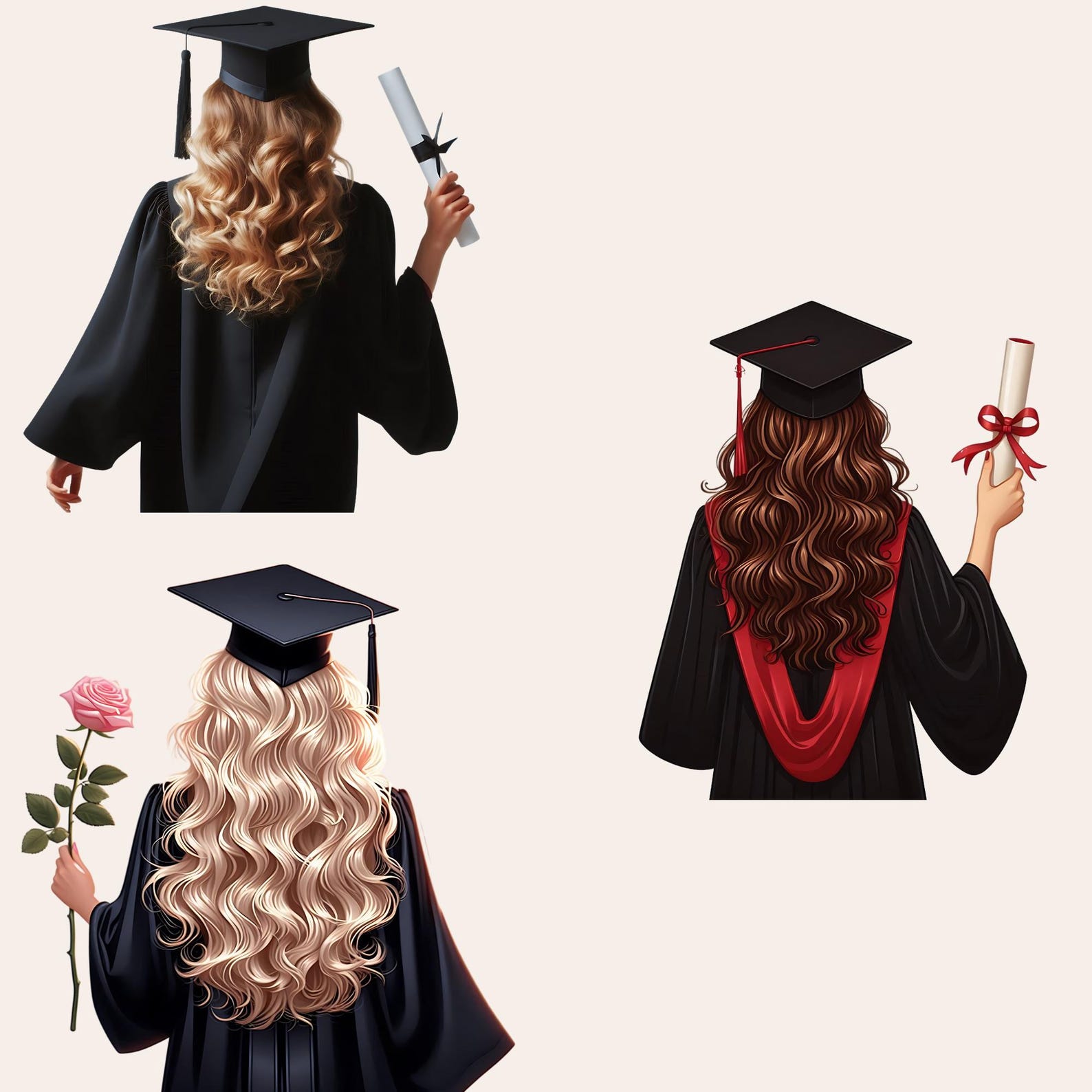20 Graduation Girl Clipart Bundle, Female Graduate Illustrations ...