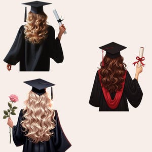 20 Graduation Girl Clipart Bundle, Female Graduate Illustrations ...