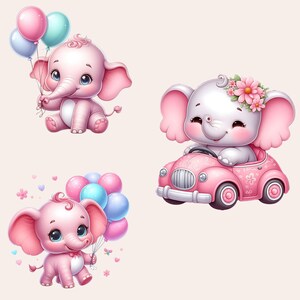 17 Pink Baby Elephant Clipart, Cute Baby Elephant PNG, Baby Elephant ...