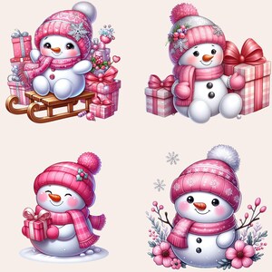 21 Pink Snowman Clipart, Cute Snowman PNG, Festive Snowman Clipart ...