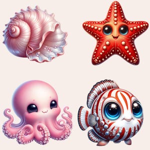 25 Under the Sea Animals Clipart, Cute Ocean Animals Clipart, Sea ...