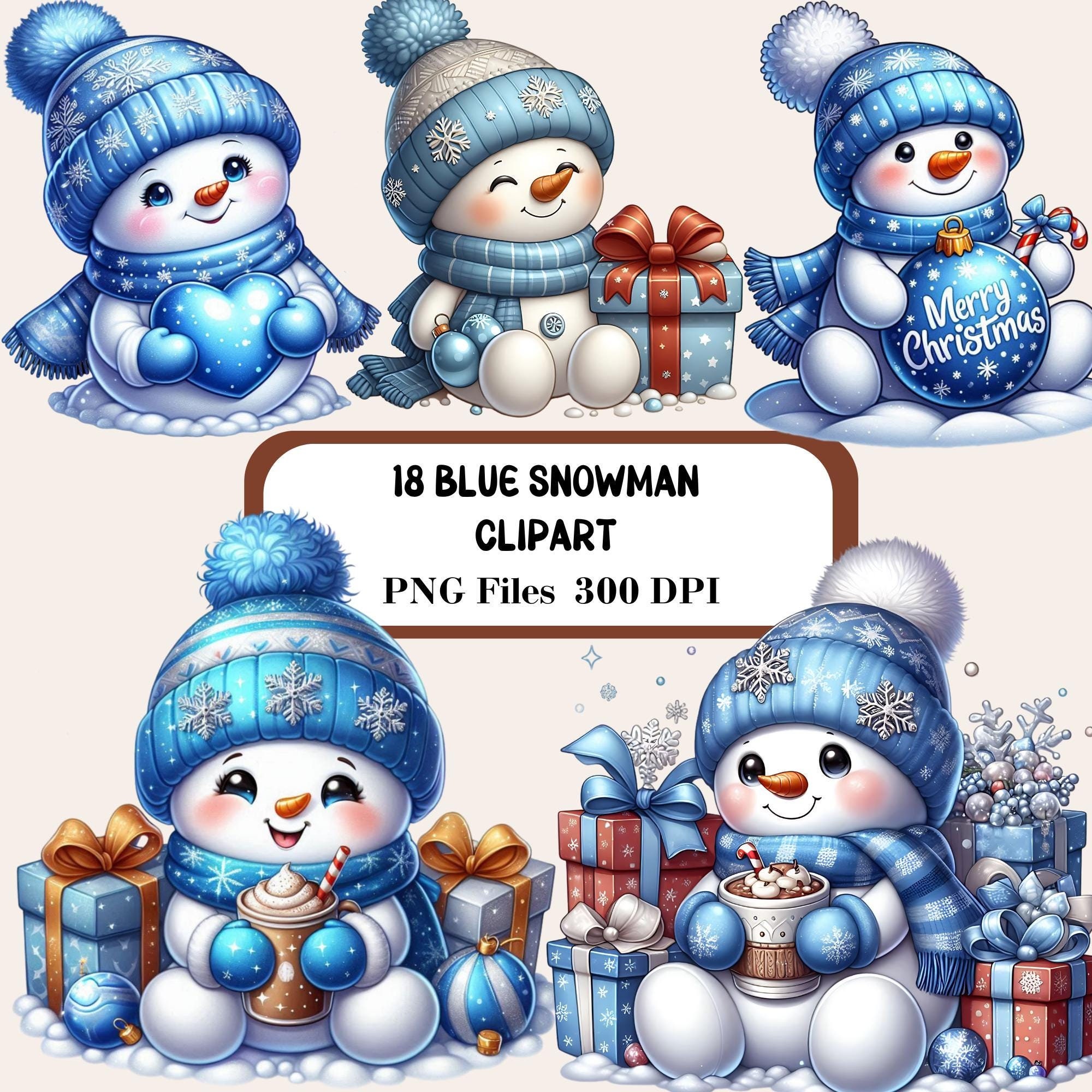 18 Blue Snowman Clipart, Cute Snowman PNG, Festive Snowman Clipart ...