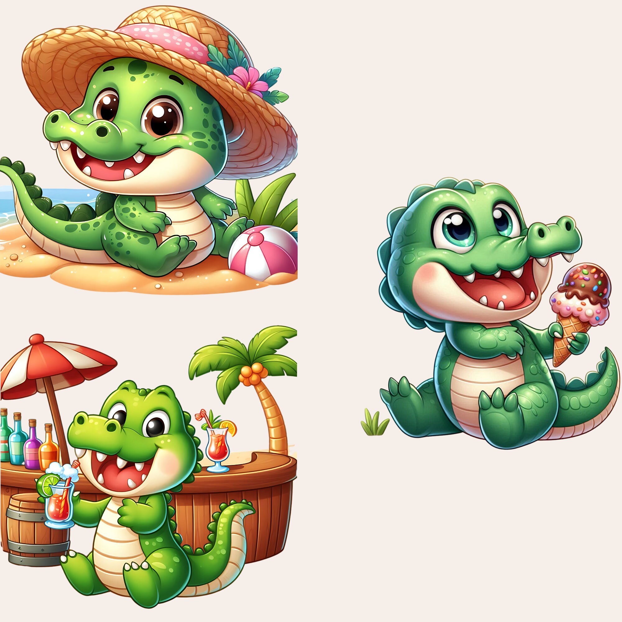 17 Crocodile Clipart Bundle, Summer Crocodile PNG, Baby Crocodile ...