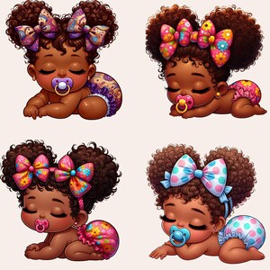 22 Newborn Chibi Girl Clipart, Chibi Girl PNG Bundle, Black Girl ...