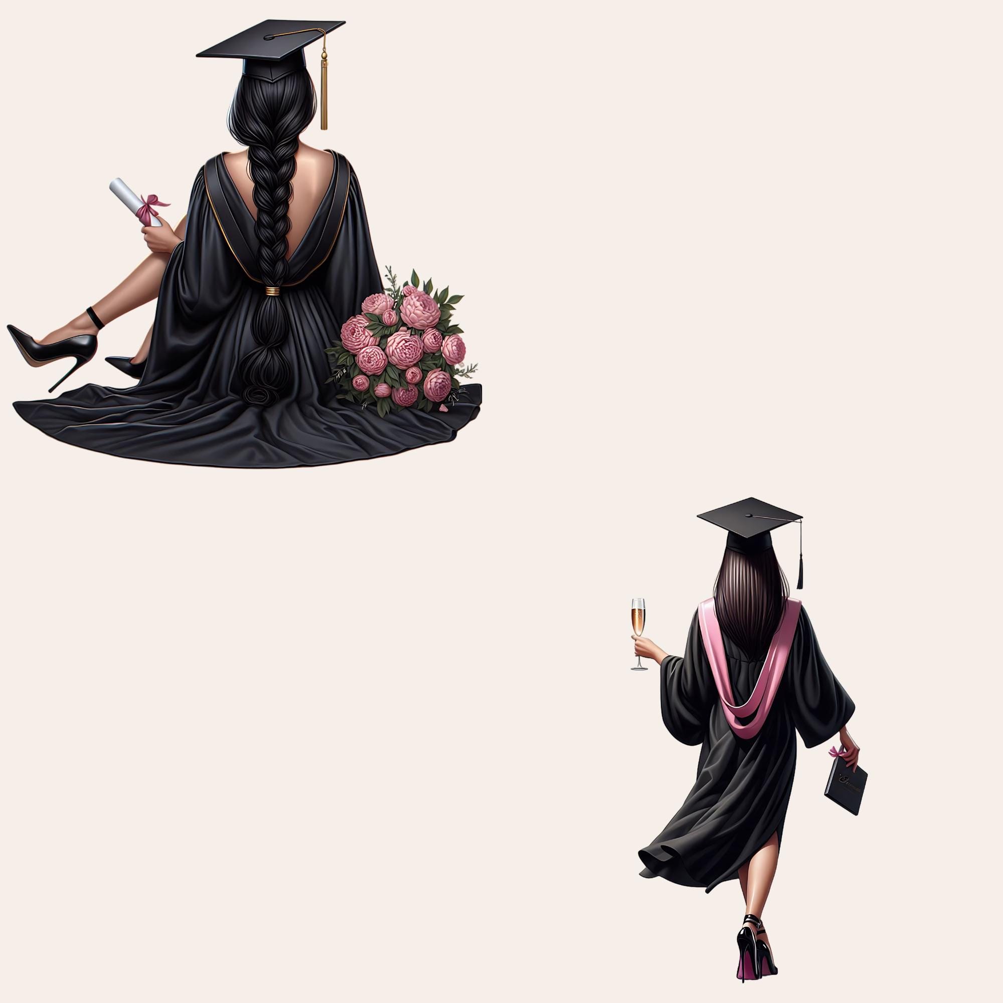 22 Graduation Girl Clipart Bundle, Female Graduate Illustrations ...