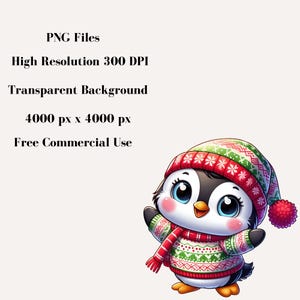 15 Christmas Penguin Clipart, Winter Penguin PNG, Xmas Penguin Clipart ...