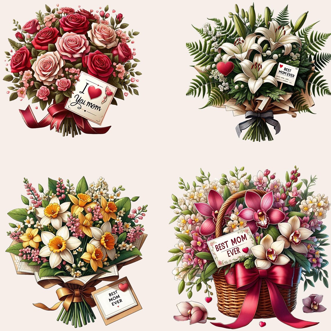 20 Mother's Day Clipart Bundle, Best Mom Ever Clipart, Mother's Day ...