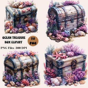 20 Ocean Treasure Box Clipart, Sea Tresure Chest PNG, Ocean Clipart PNG ...