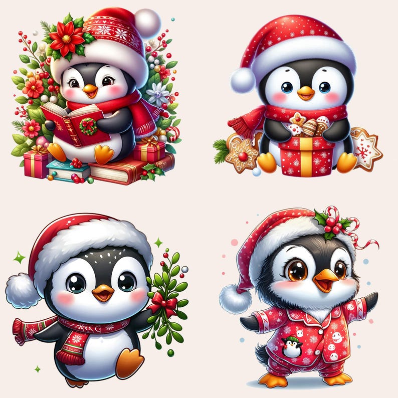 18 Winter Penguin Clipart, Christmas Penguin PNG, Cute Penguin Clipart ...