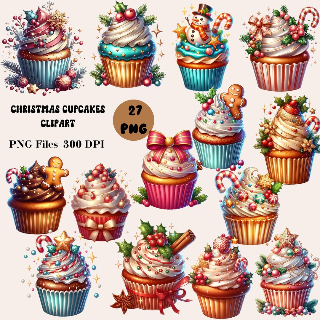27 Christmas Cupcakes Clipart, Christmas Cupcakes PNG, Christmas ...