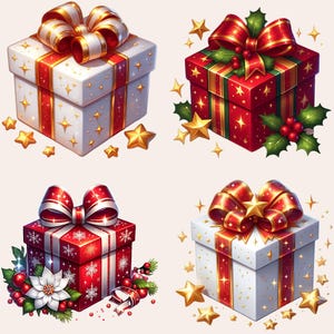 24 Christmas Presents Clipart, Christmas Presents PNG Bundle, Christmas ...