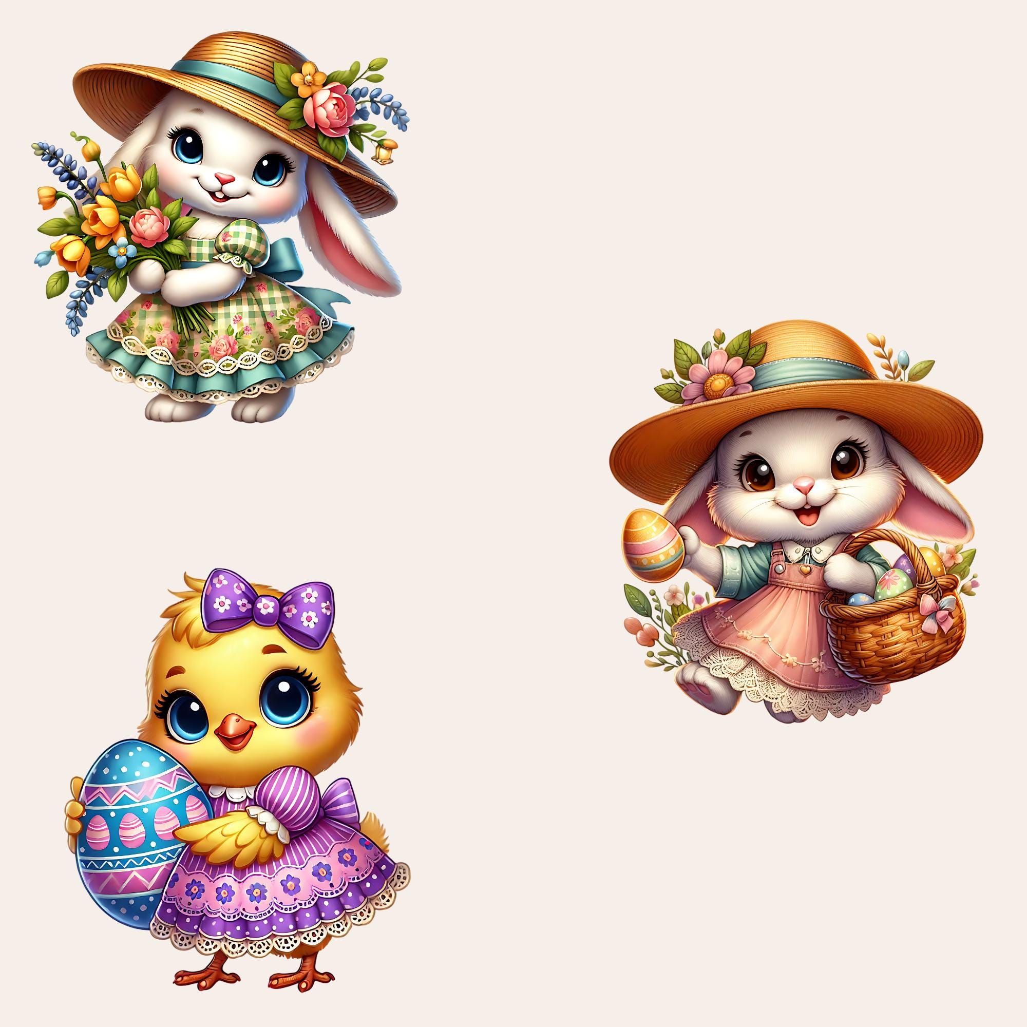 23 Easter Animals Clipart, Easter Bunny PNG, Easter Chicks Clipart ...